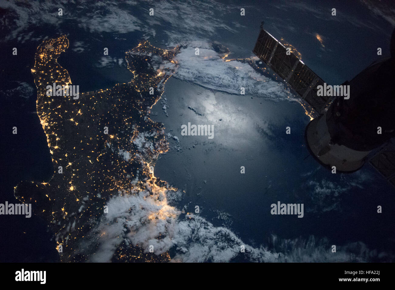 Space Station Flight Over the Southern Tip of Italy Space Station ...