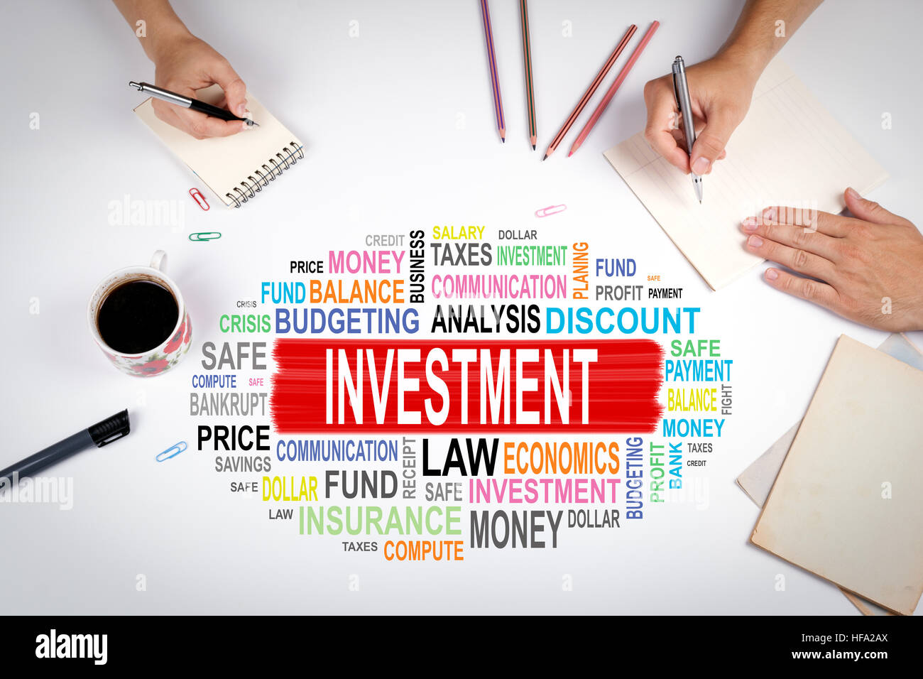 Investment Concept. The meeting at the white office table Stock Photo - Alamy