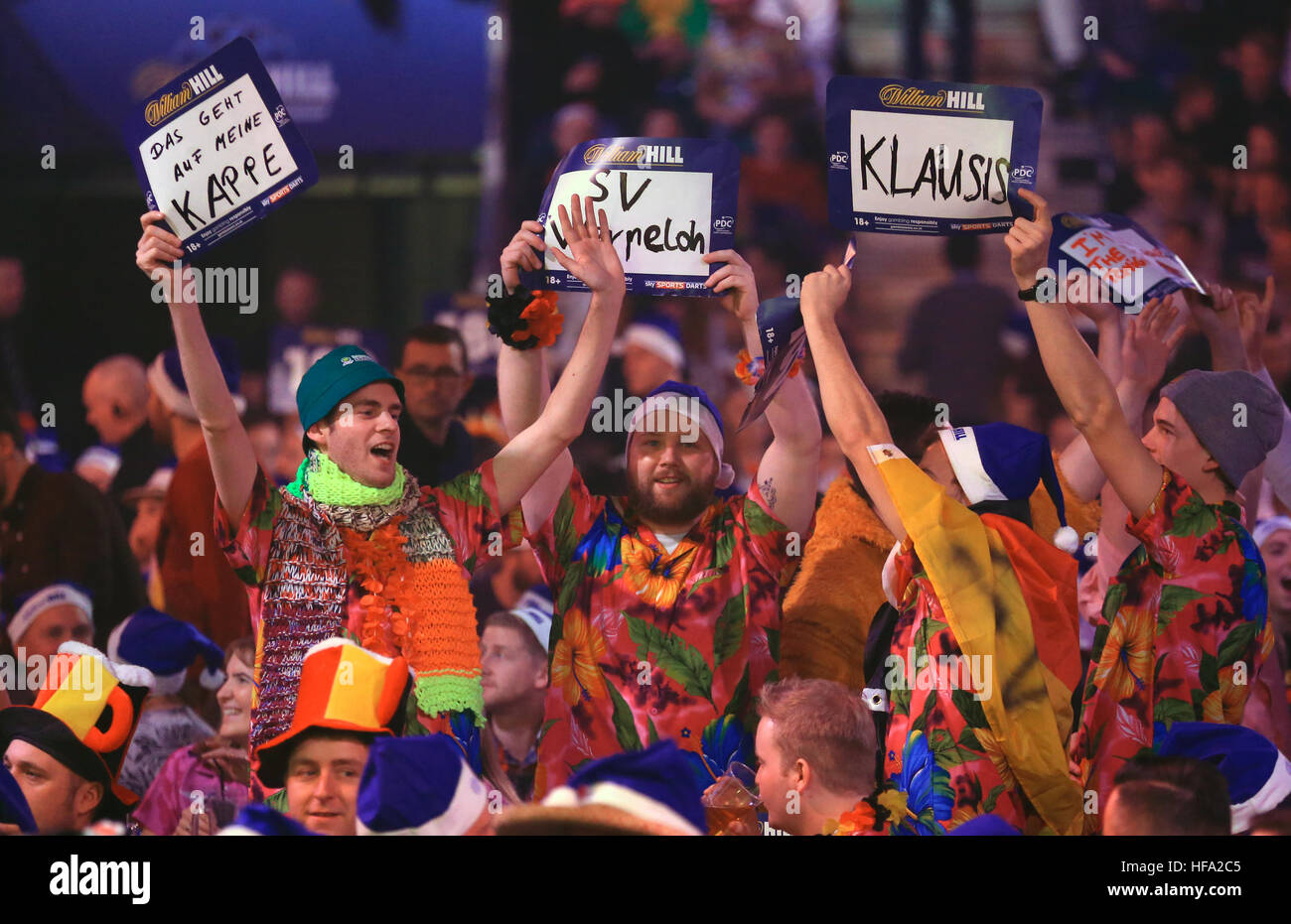 Darts fans in fancy dress during day eleven of the William Hill World ...