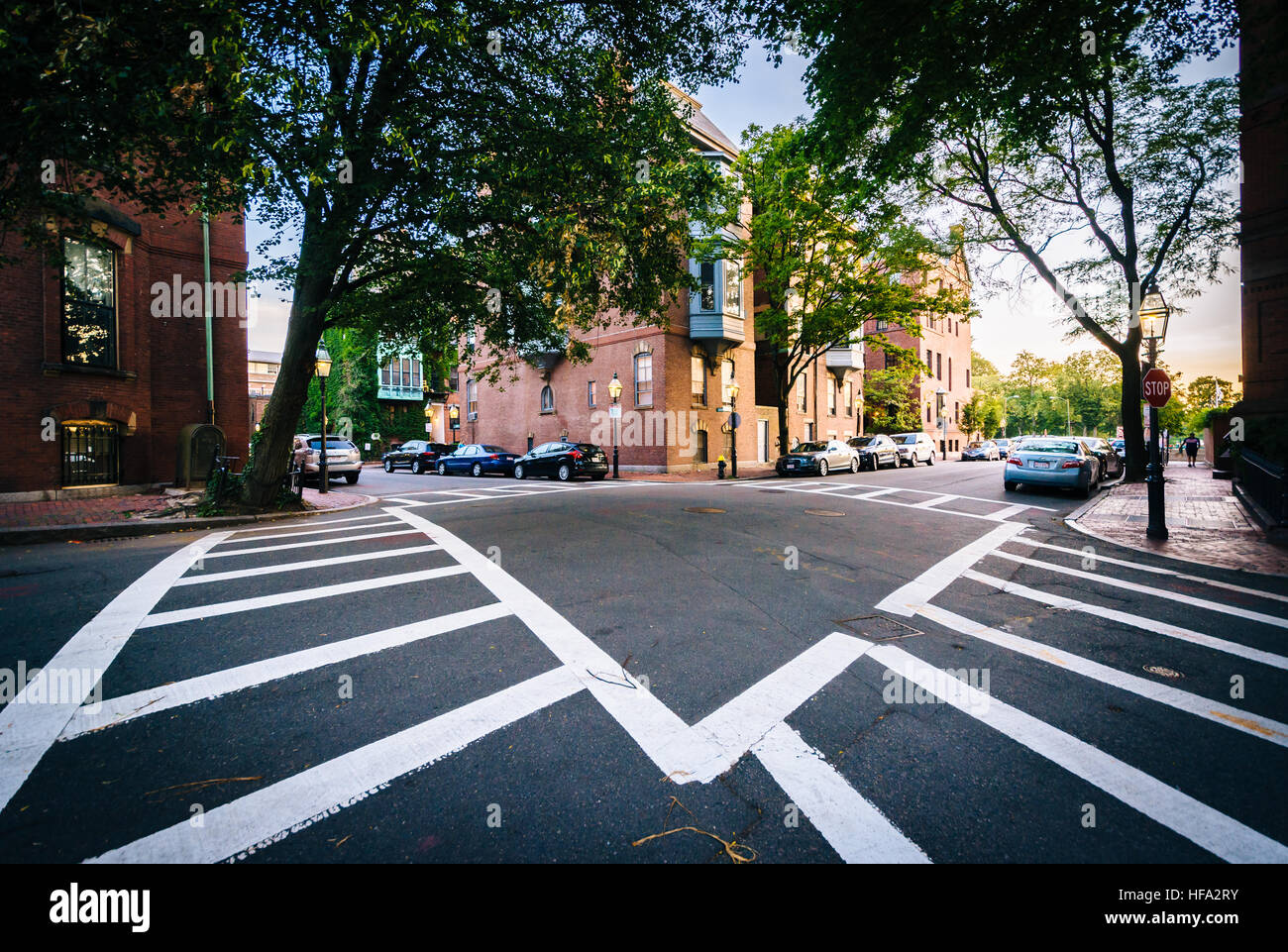 Intersection in Beacon Hill, Boston, Massachusetts Stock Photo - Alamy