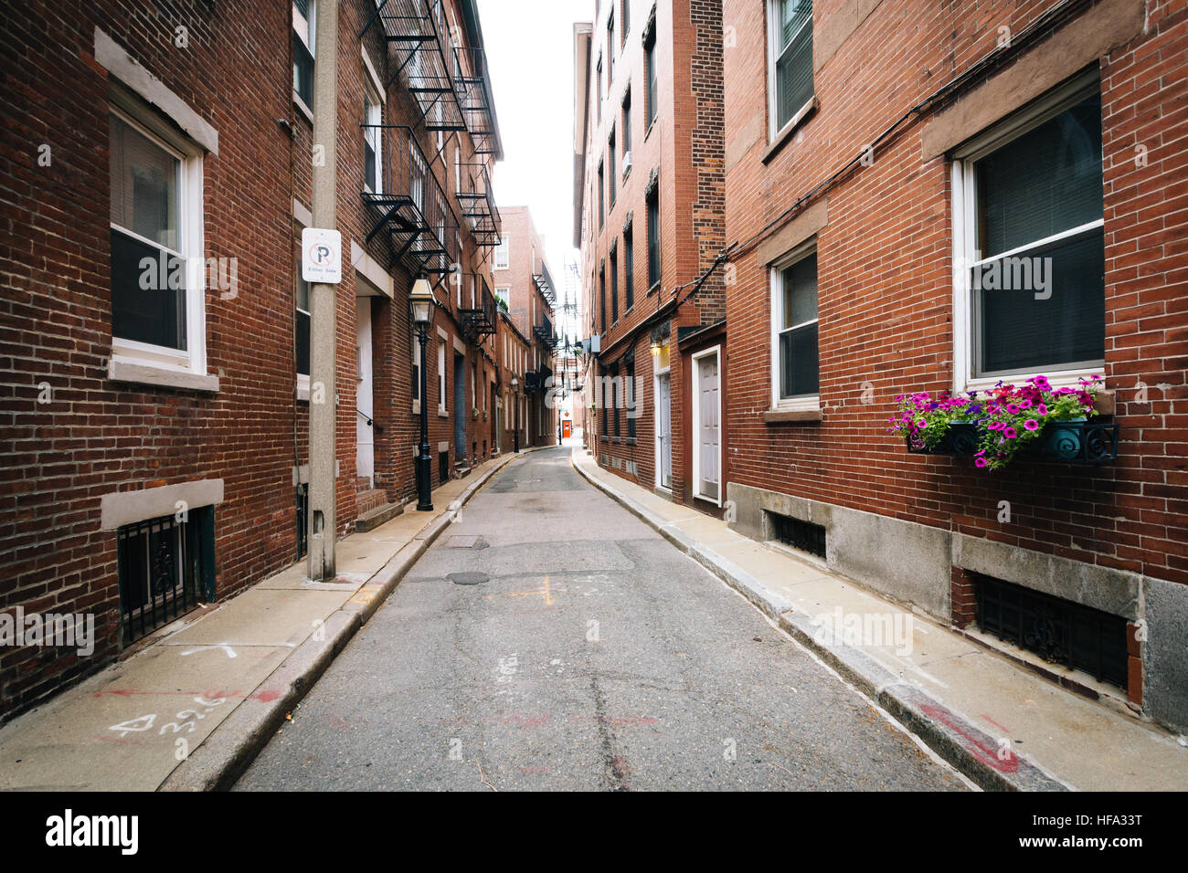 Narrow street in the North End of Boston, Massachusetts Stock Photo - Alamy