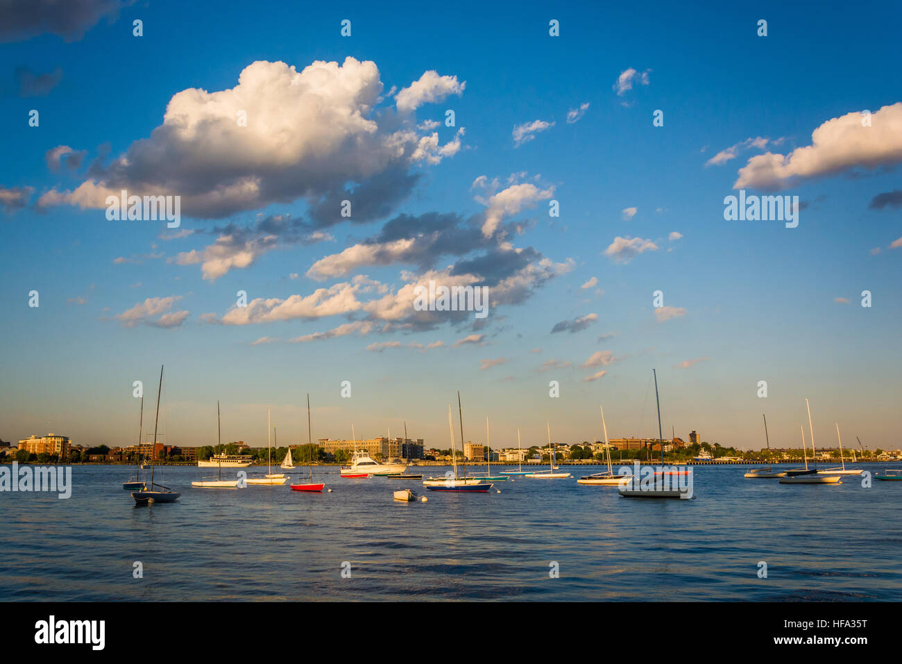 Sailboats in the Boston Inner Harbor, Boston Massachusetts Stock Photo ...