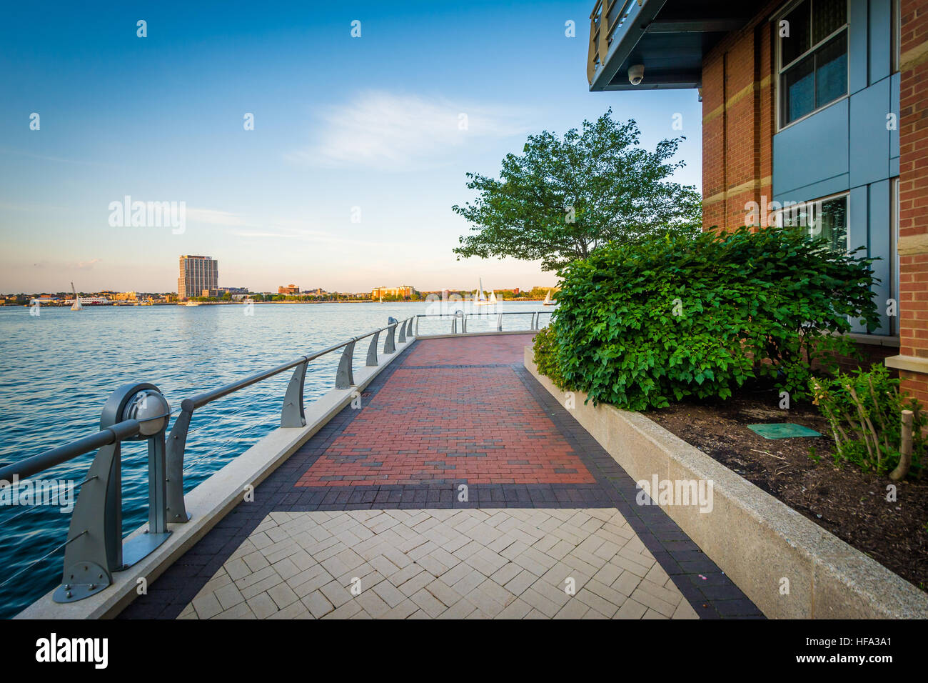 The Boston Harborwalk at Battery Wharf, in the North End, Boston ...