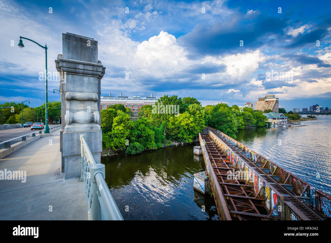The Boston University Bridge and Charles River at Boston University, in ...