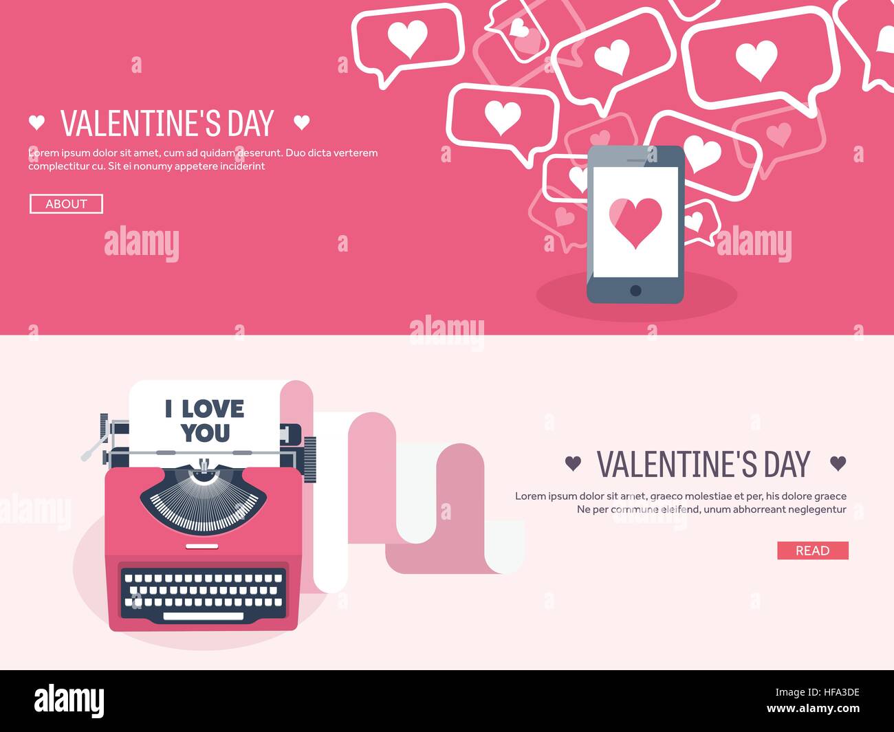 Vector illustration. Flat background with typewriter and smartphone in ...