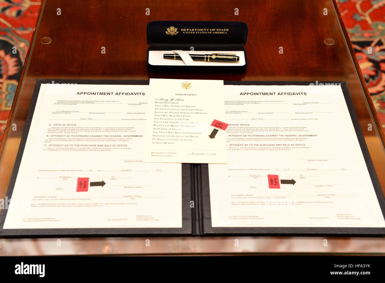 The appointment papers for Ambassador Sung Kim to become the new U.S ...