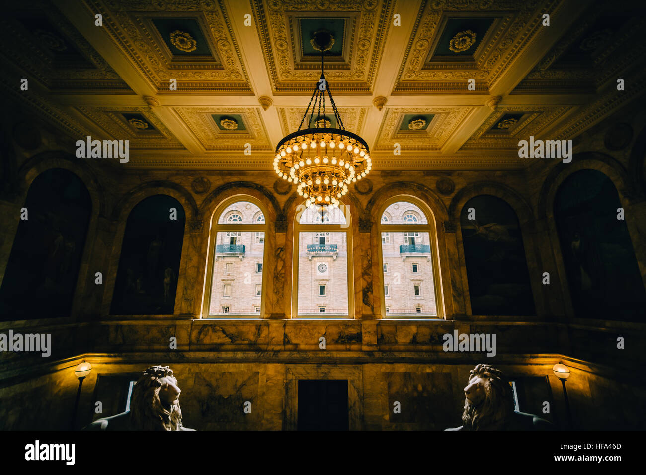 The interior of the Boston Public Library at Copley Square, in Back Bay ...