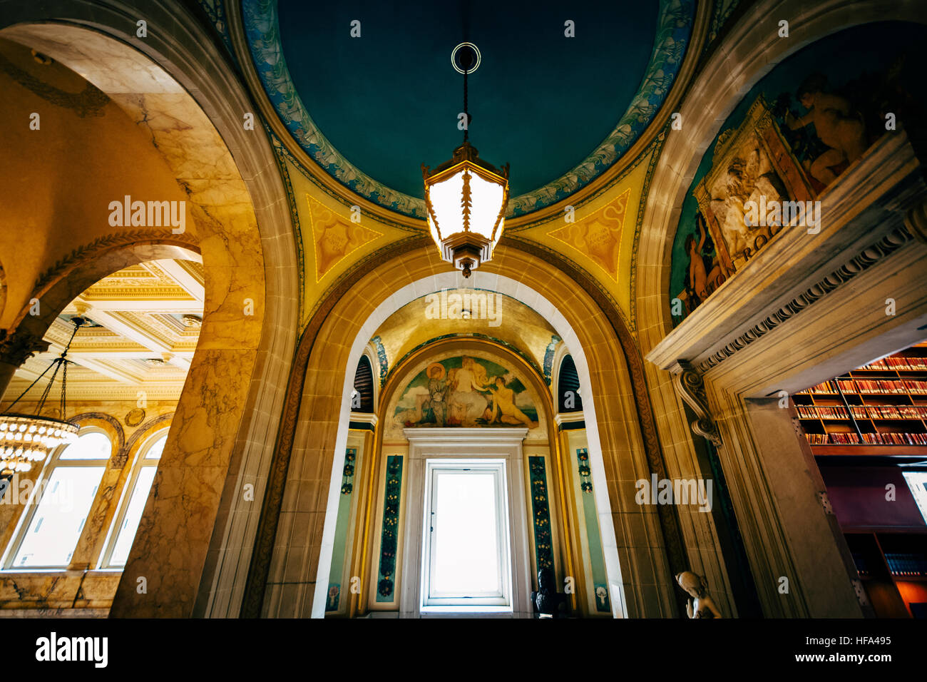 The interior of the Boston Public Library at Copley Square, in Back Bay ...
