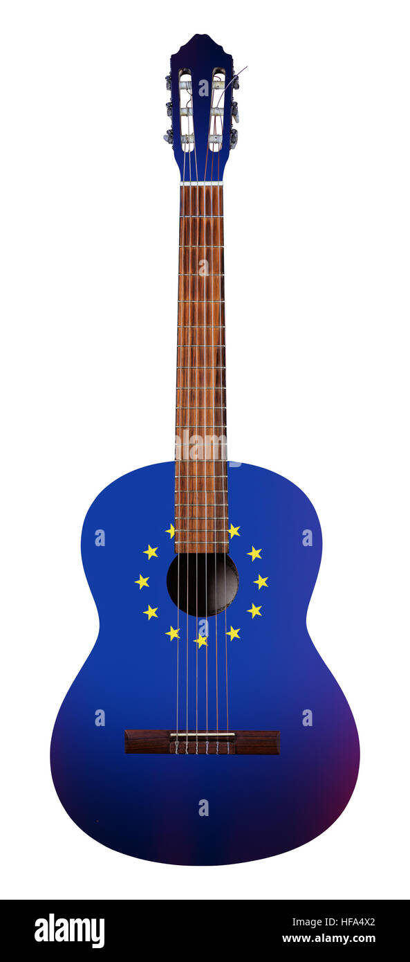 Musical instrument - Acoustic guitar with the image of a flag of EU on ...