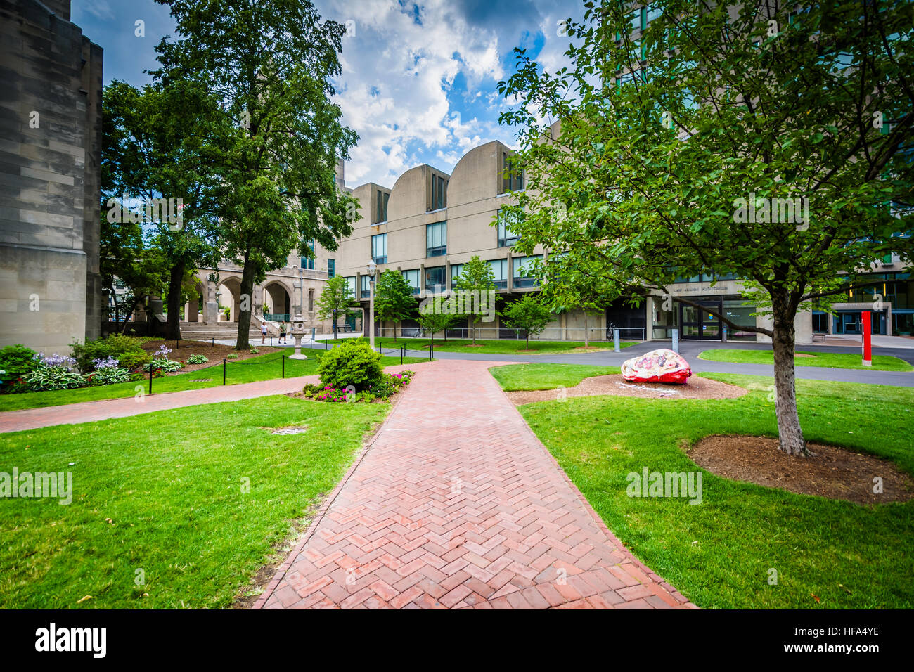 Walkways and buildings at Boston University, in Boston, Massachusetts ...