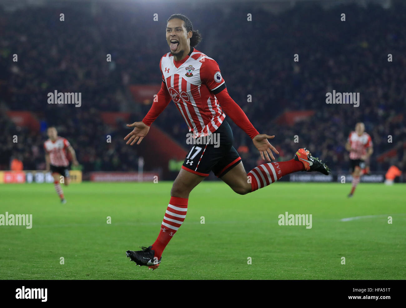 Southampton's Virgil van Dijk celebrates scoring his side's first goal ...