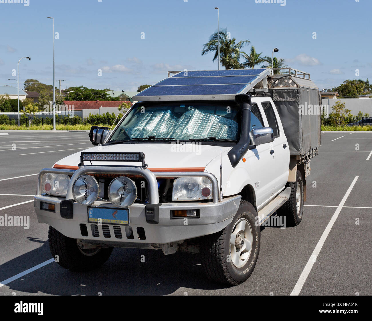 Solar panels mounted on top of a utility cabin for onsite use of ...
