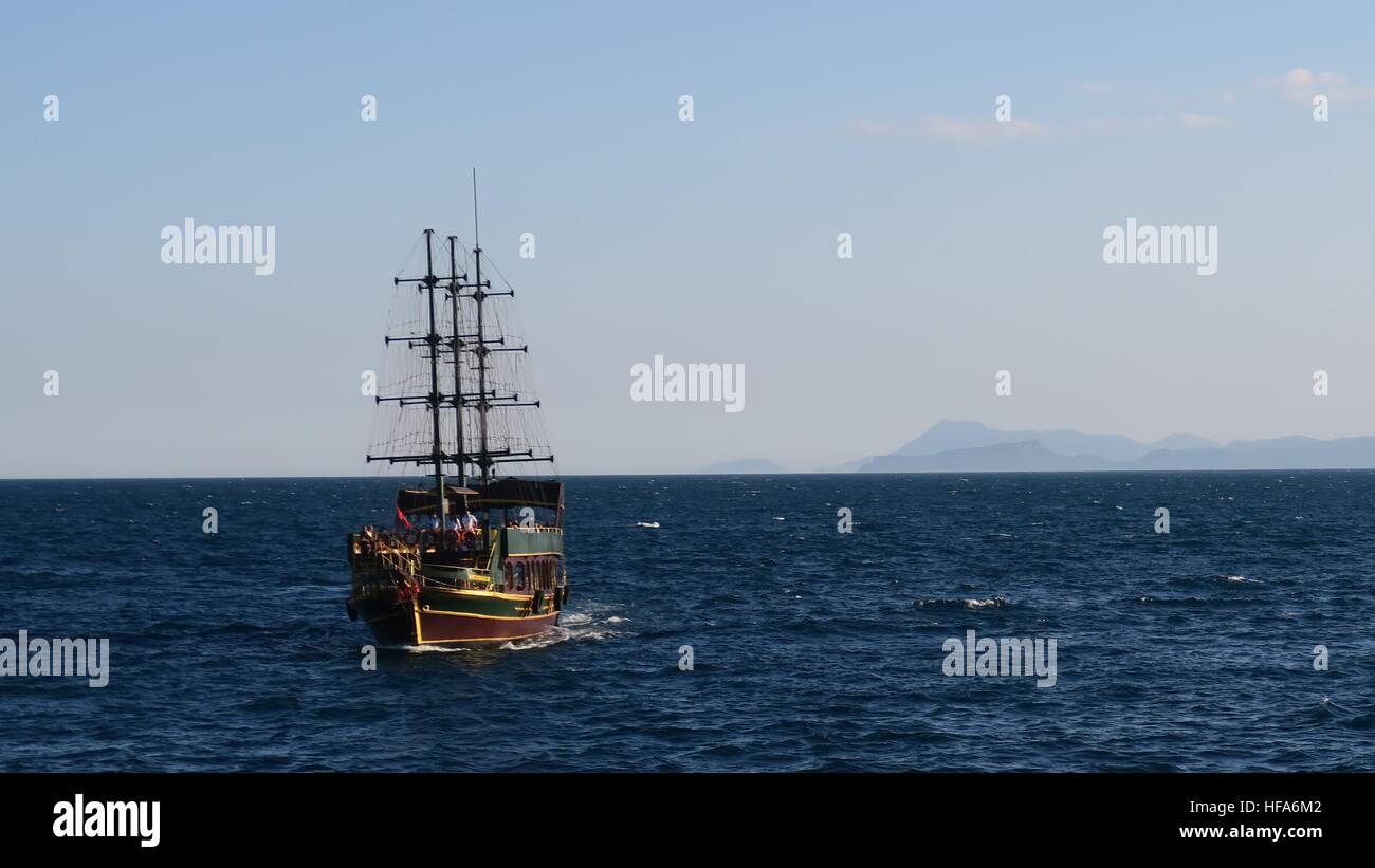 Turisk Gulet Sailing Ship near the Oldtown Harbour in Kaleici, Antalya ...