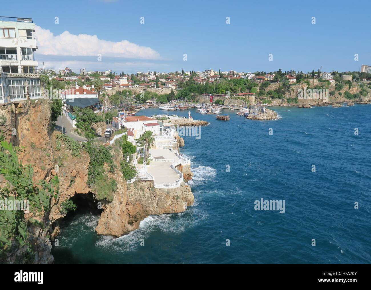 Antalya-Kaleici: Harbour and the old City Walls with the Mediterranian ...