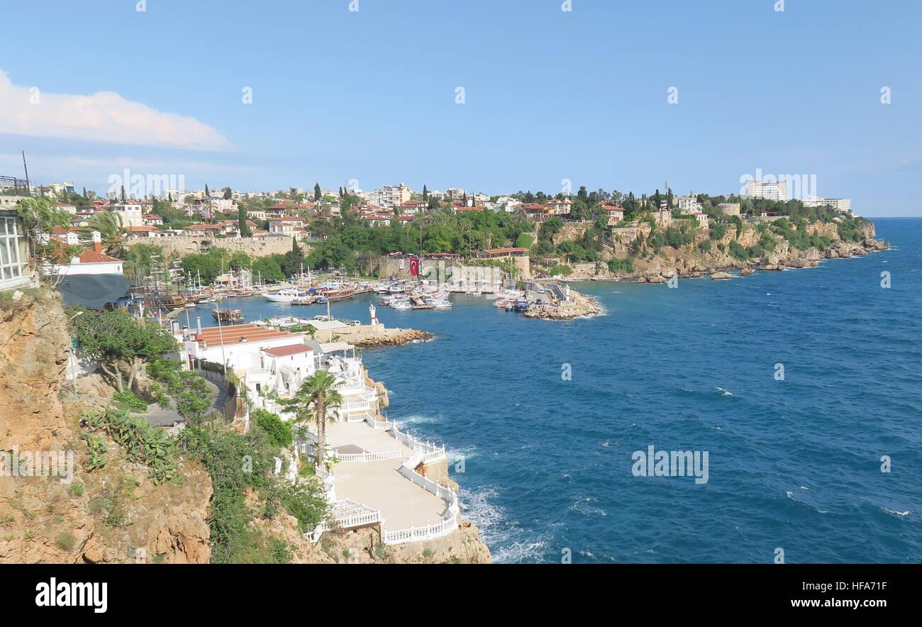 Antalya-Kaleici: Harbour and the old City Walls with the Mediterranian ...