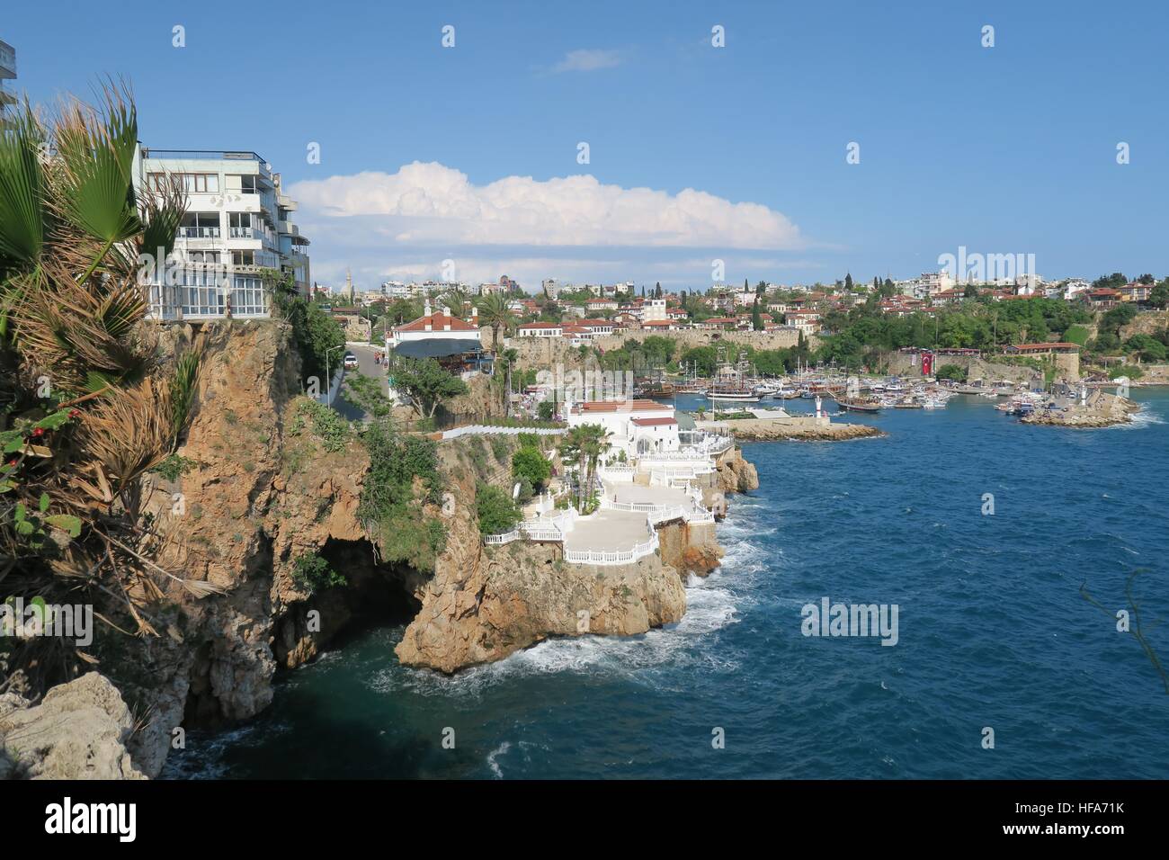 Antalya-Kaleici: Harbour and the old City Walls with the Mediterranian ...
