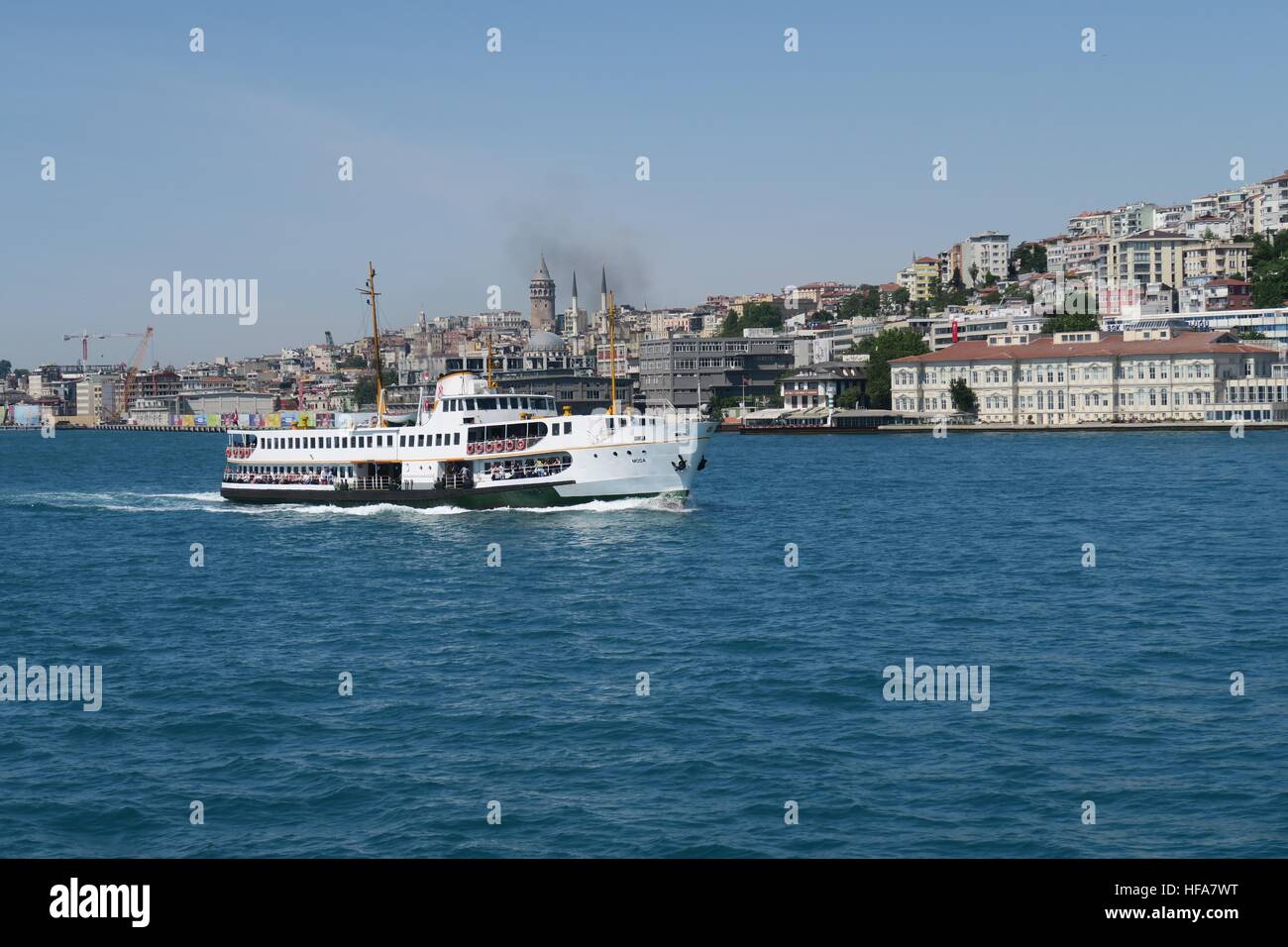 Bosphorus Ferry as seen from the Asian Side of Istanbul, with Galata ...
