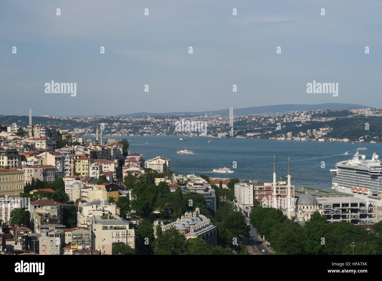 Bosphorus Bridge and Strait as seen from the European Side of Istanbul ...
