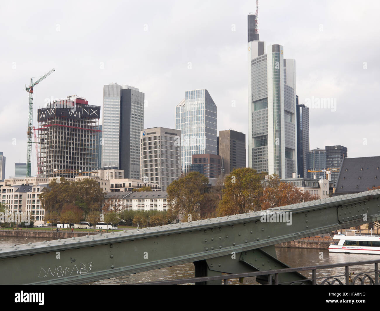 Eiserner Steg an iron footbridge leading across the river Main in ...
