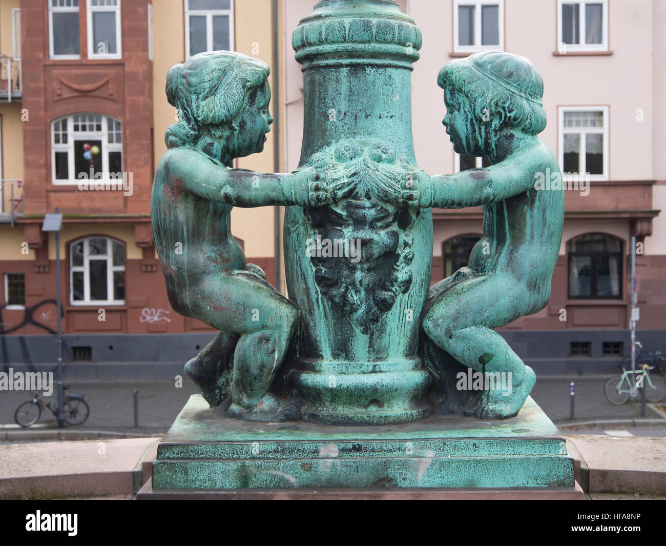 Eiserner Steg an iron footbridge leading across the river Main in ...