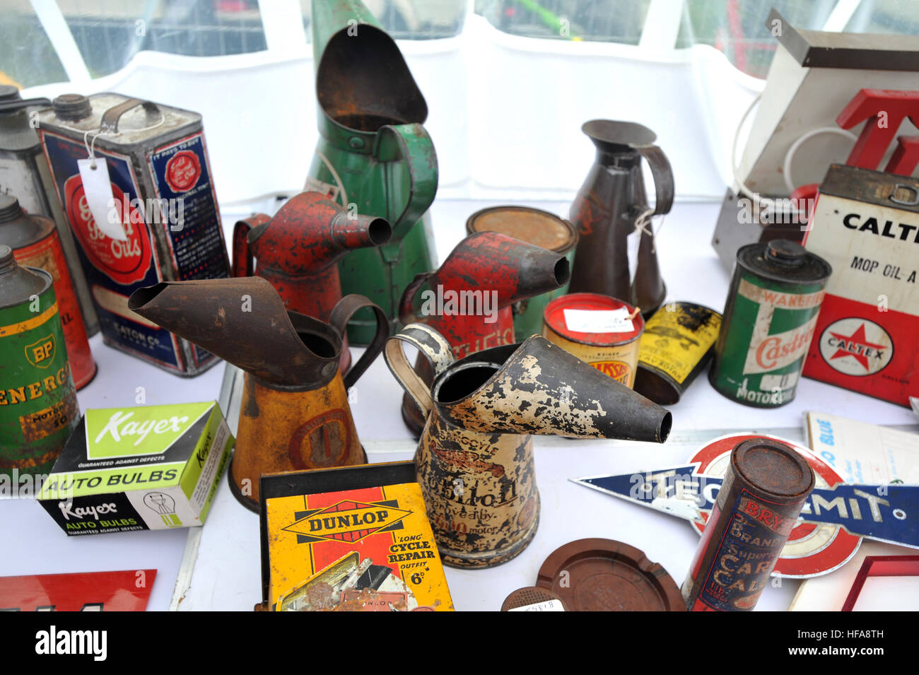 Classic car owners look through stalls of rare parts and automobilia at ...