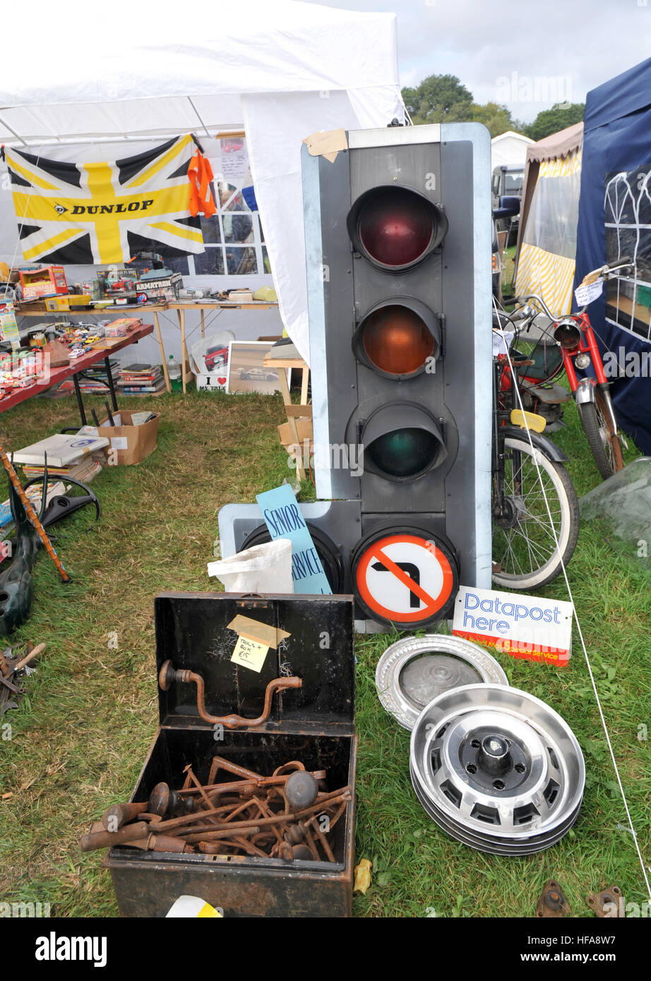 Classic car owners look through stalls of rare parts and automobilia at ...