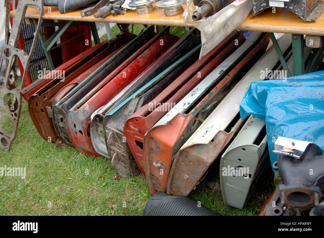 Classic car owners look through stalls of rare parts and automobilia at ...