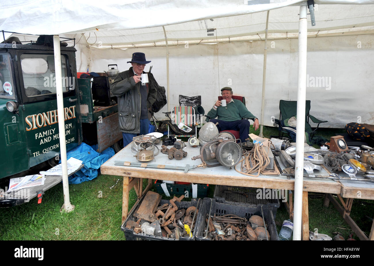 Classic car owners look through stalls of rare parts and automobilia at ...
