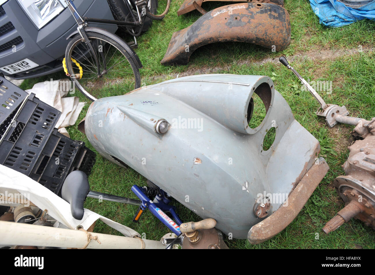 Classic car owners look through stalls of rare parts and automobilia at ...