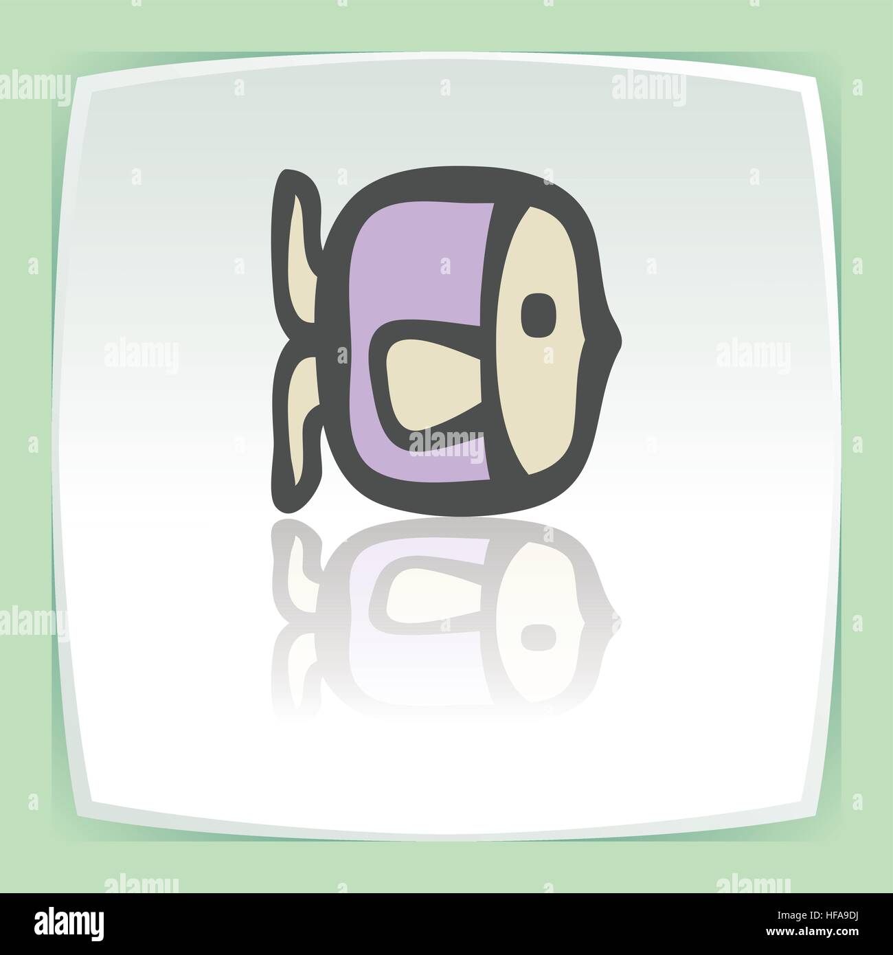 Vector outline raw fish food icon on white flat square plate. Elements ...