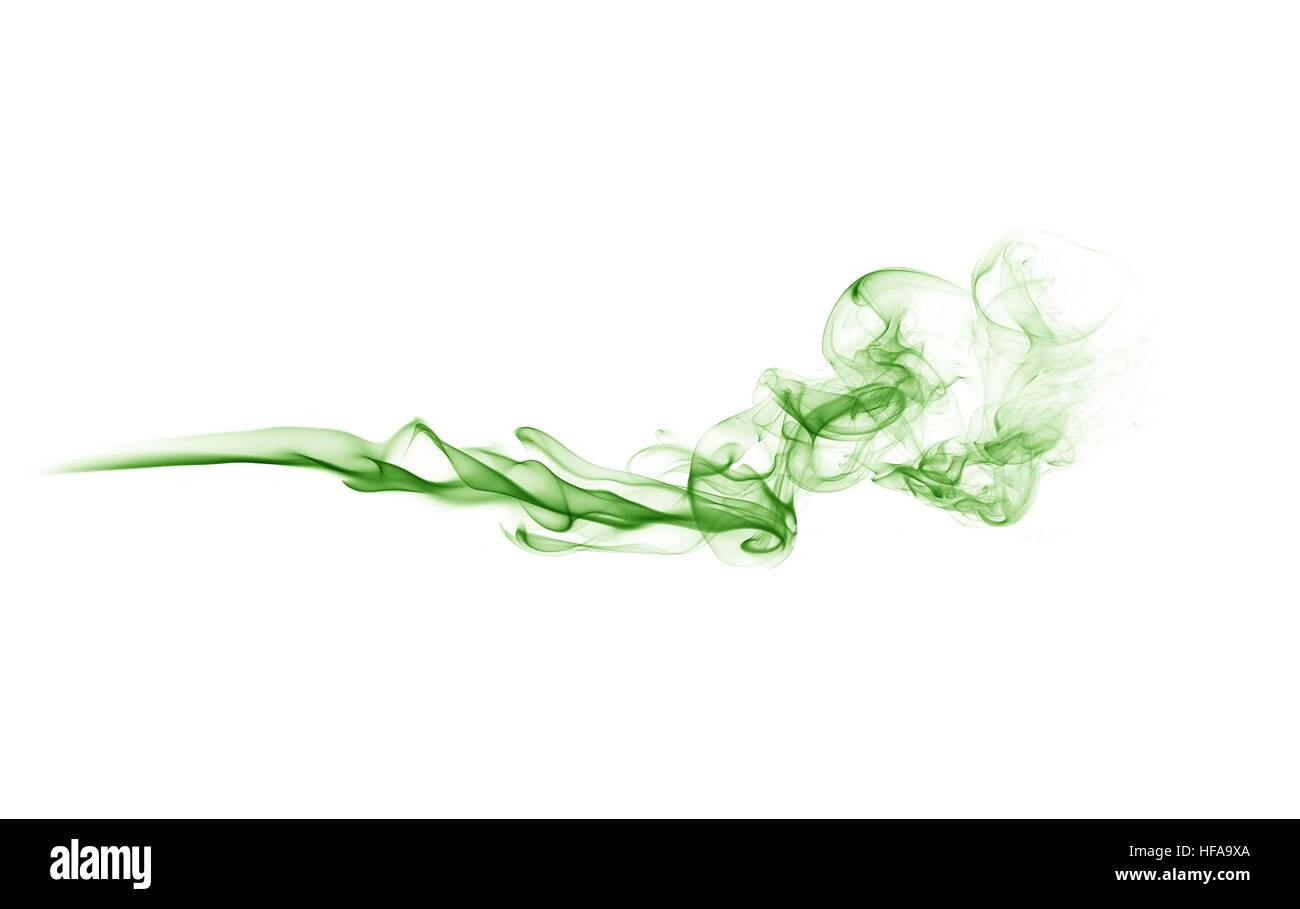 green smoke trail on white background Stock Photo - Alamy
