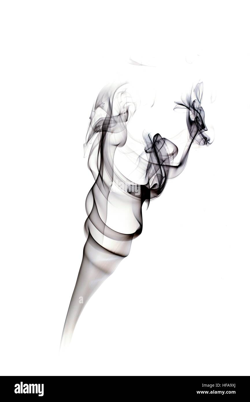 Vertical smoke trail isolated on white Stock Photo - Alamy