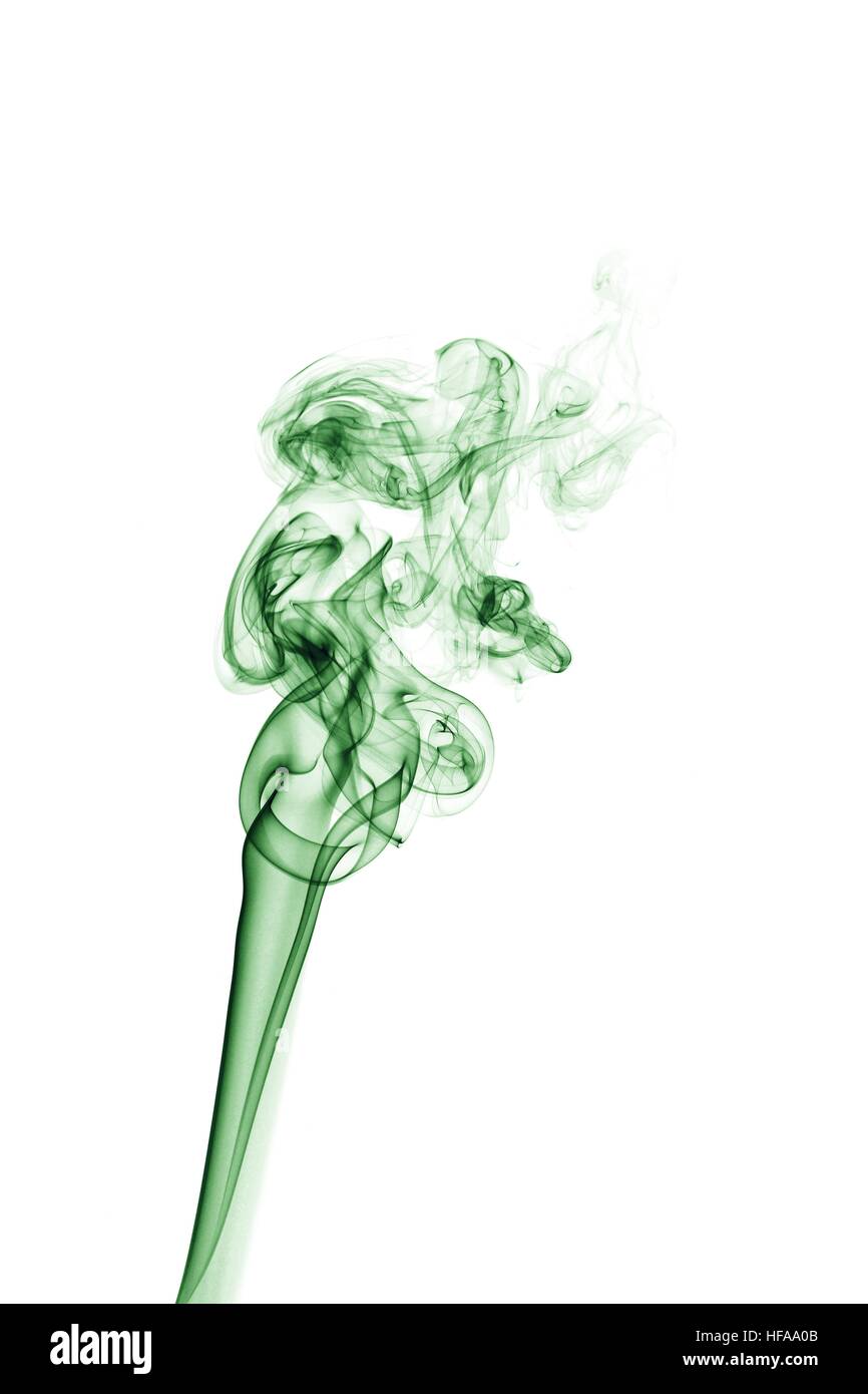 Green smoke trail on white Stock Photo - Alamy