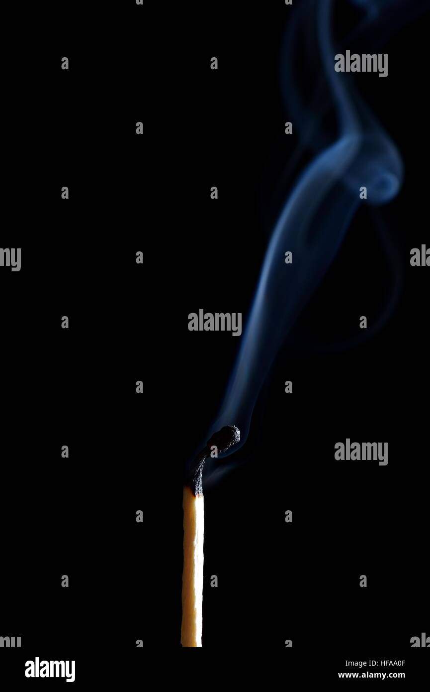 Matchstick burned with smoke trail Stock Photo - Alamy