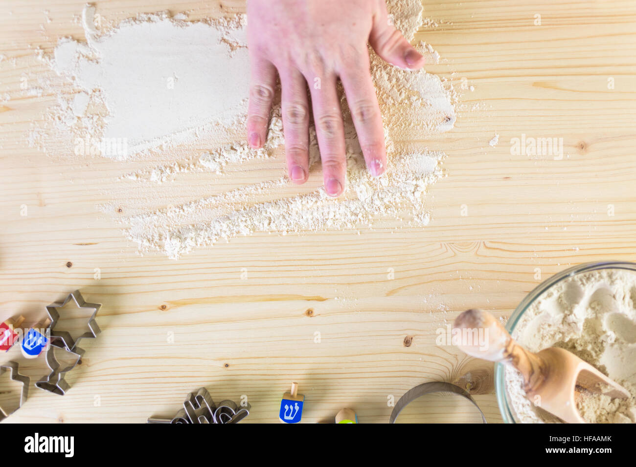 Step by Step. Making homemade gluten free sugar Hanukkah cookies Stock ...