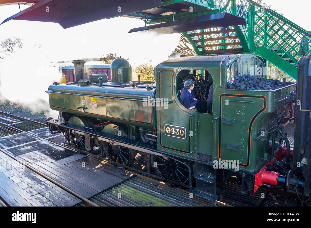 GWR 6430 pannier tank locomotive, 1932, North Weald station, Epping ...