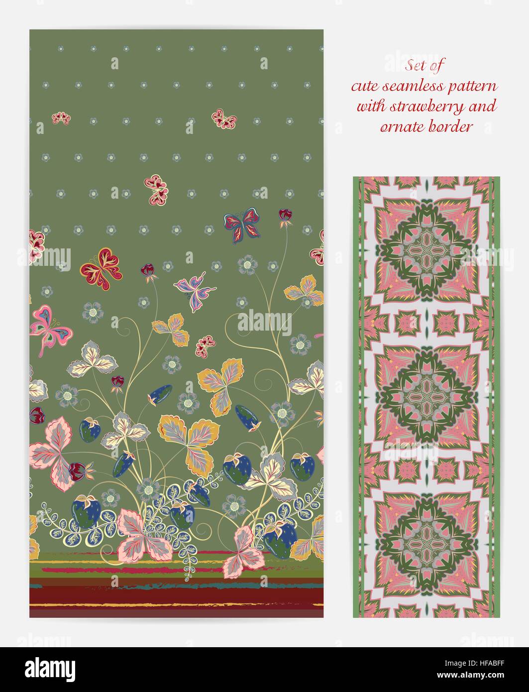 Vector seamless vertical pattern with Decorative ornament, hand drawn ...