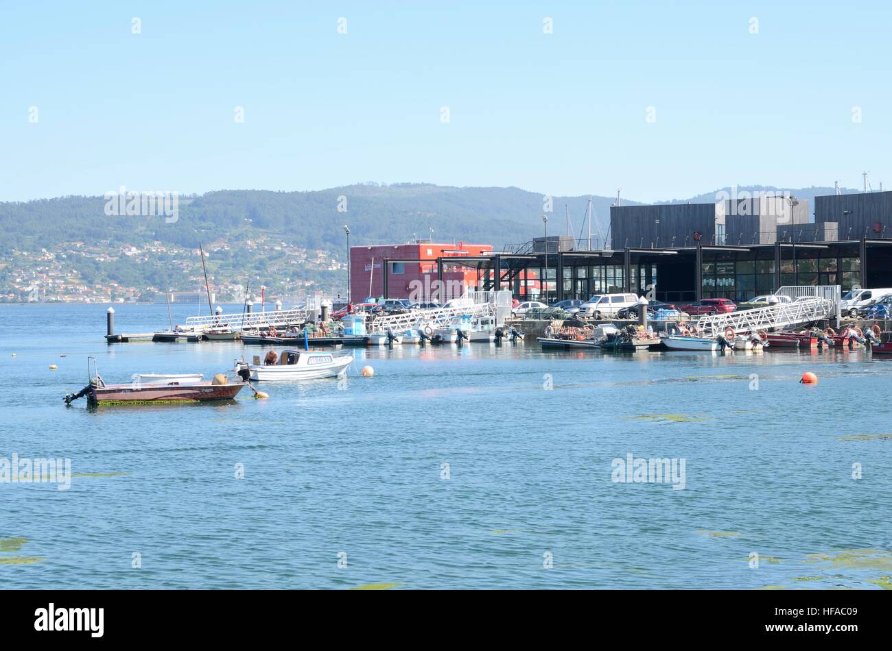 Seaport of the village of Combarro in the province of Pontevedra in the ...
