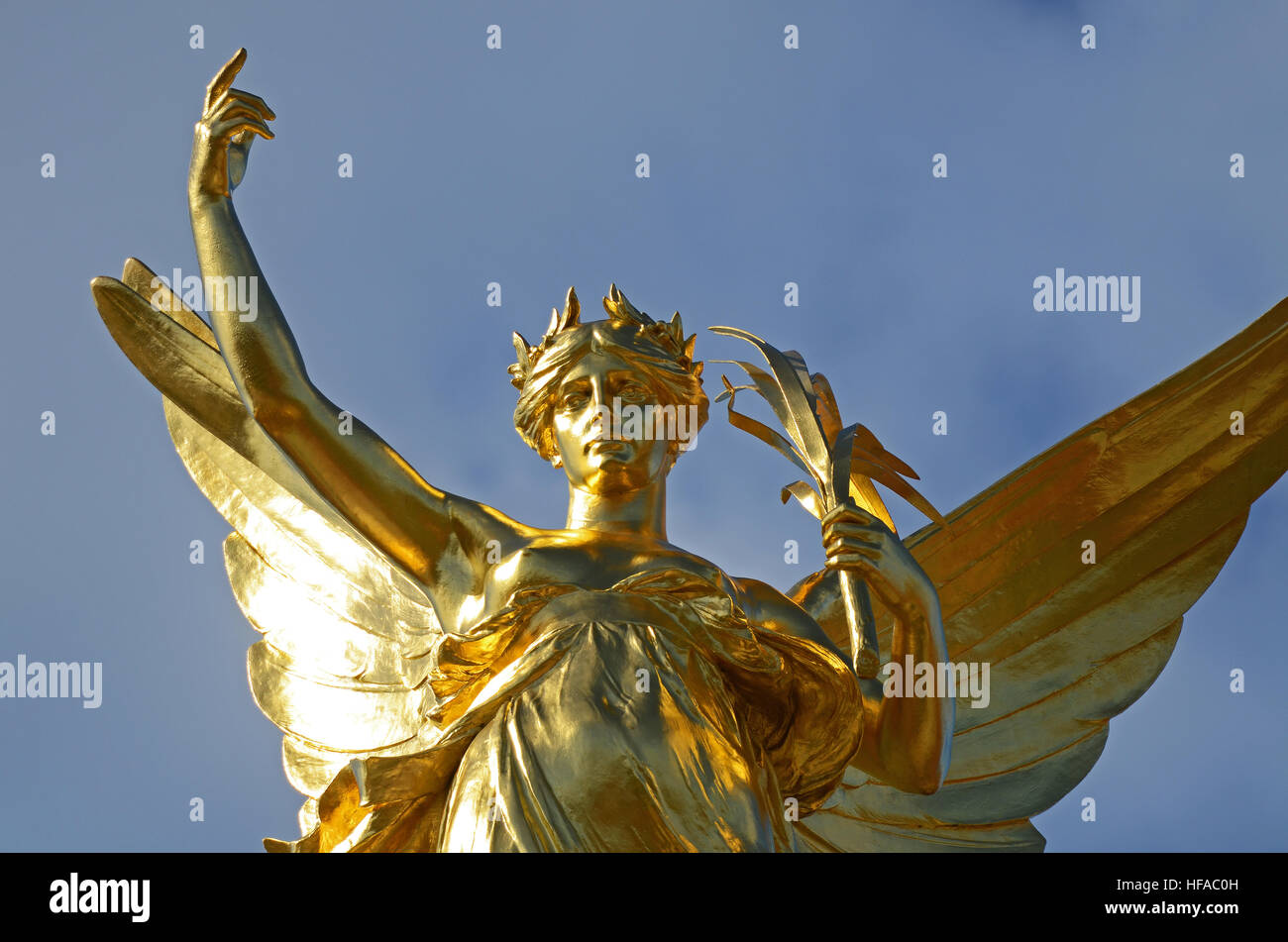 Winged Victory. A detail of the Victoria Memorial outside Buckingham ...
