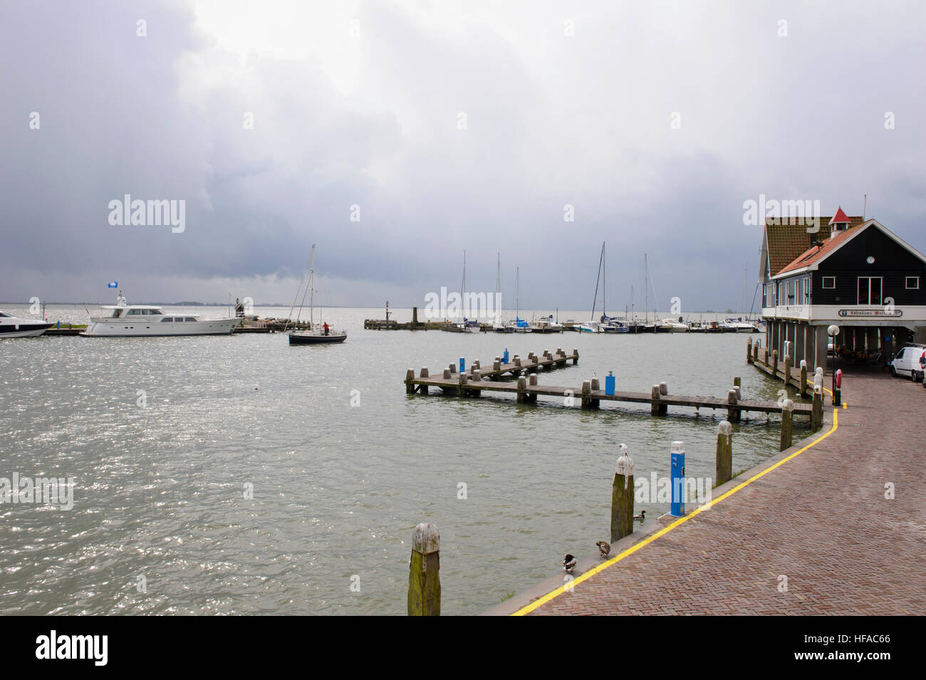 The harbour in Volendam fishing village, Holland, Netherlands Stock ...
