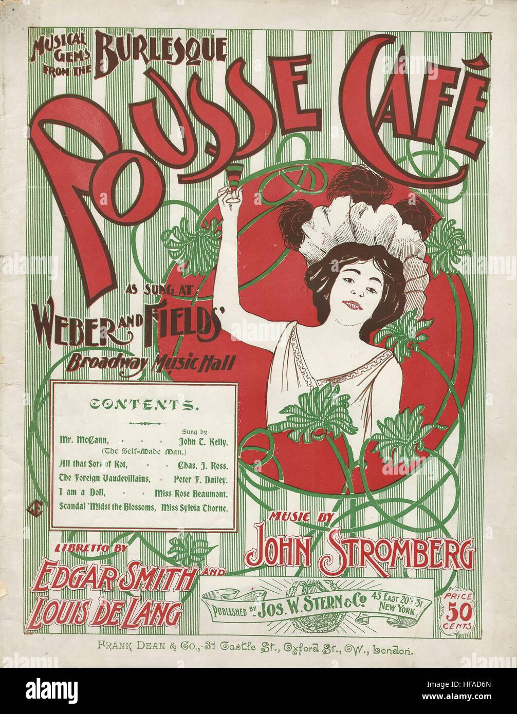 "Pousse Café" 1897 Weber and Fields Musical Sheet Music Cover Stock ...