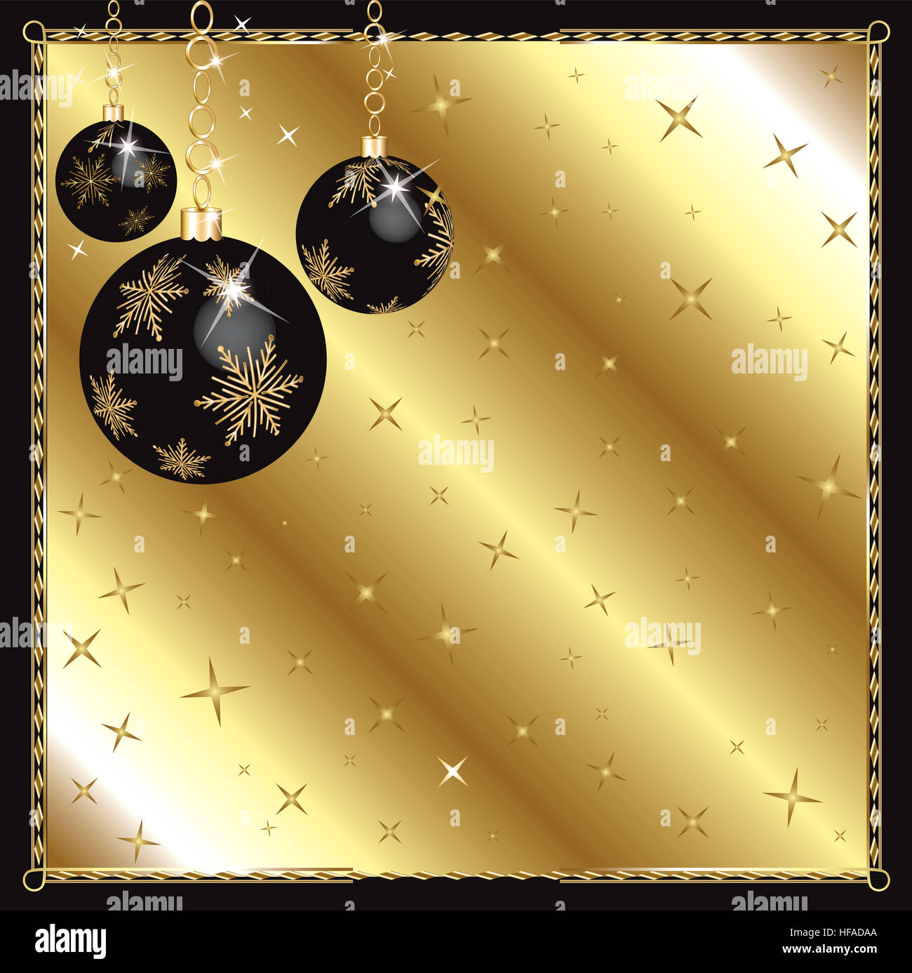 Illustration of a Christmas Black Gold Ornaments Stock Photo - Alamy