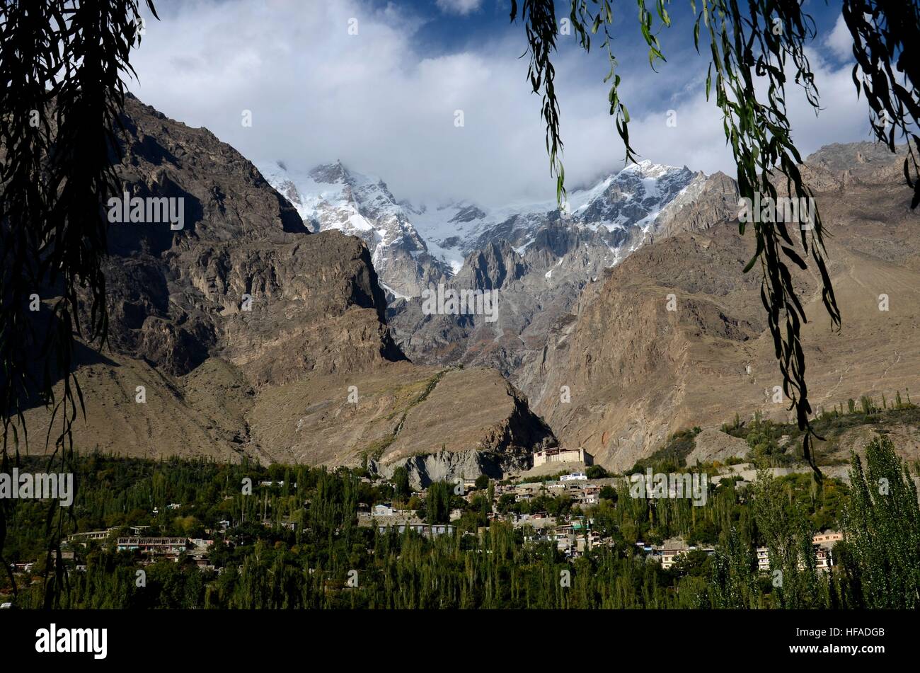 Karimabad town and Baltit Fort with mountains in Hunza Valley Gilgit ...