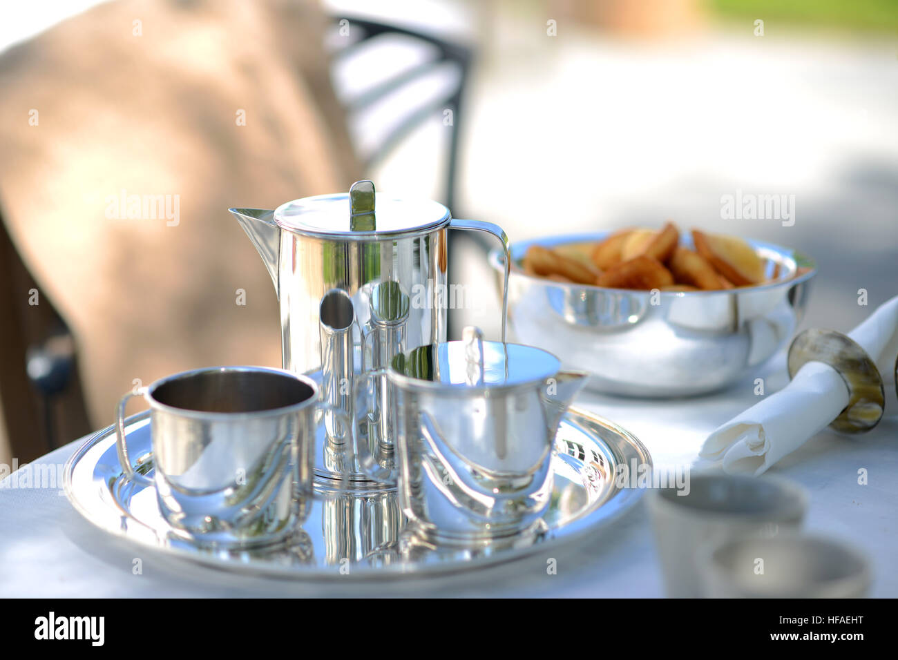 Silver service table hi-res stock photography and images - Alamy