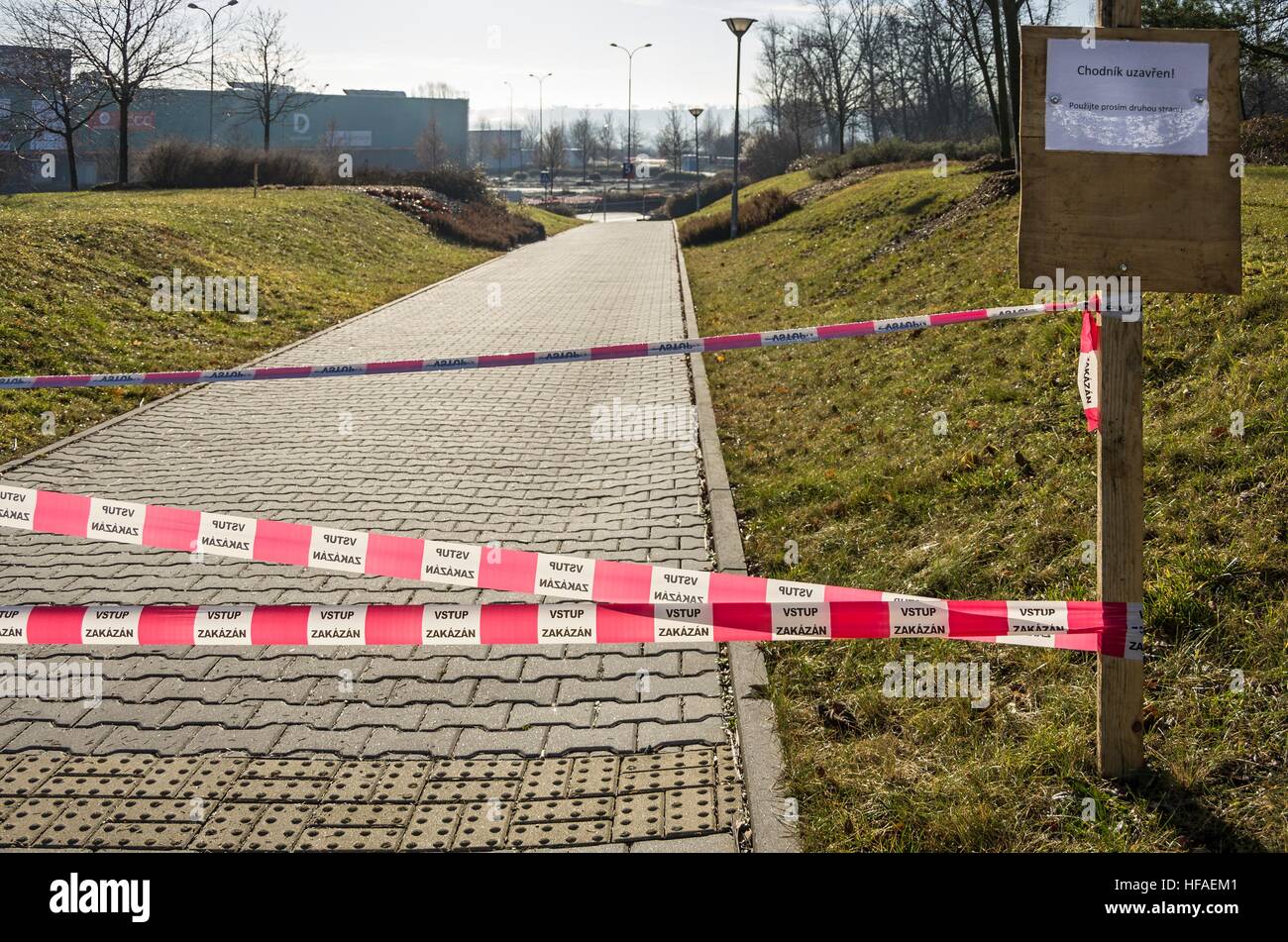 Pavement, no entry, construction site Stock Photo - Alamy