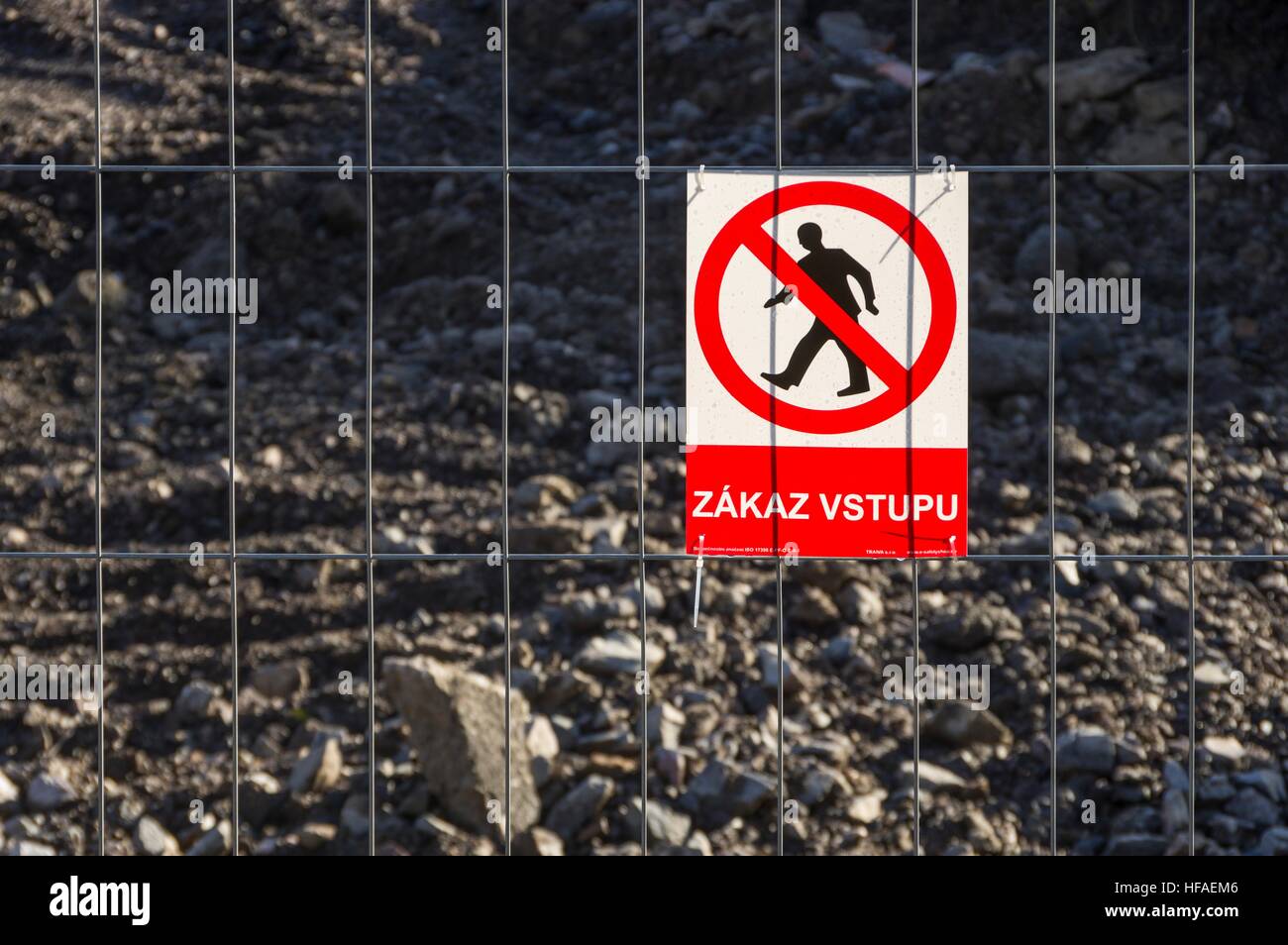 Fence, Sign, no entry Stock Photo - Alamy