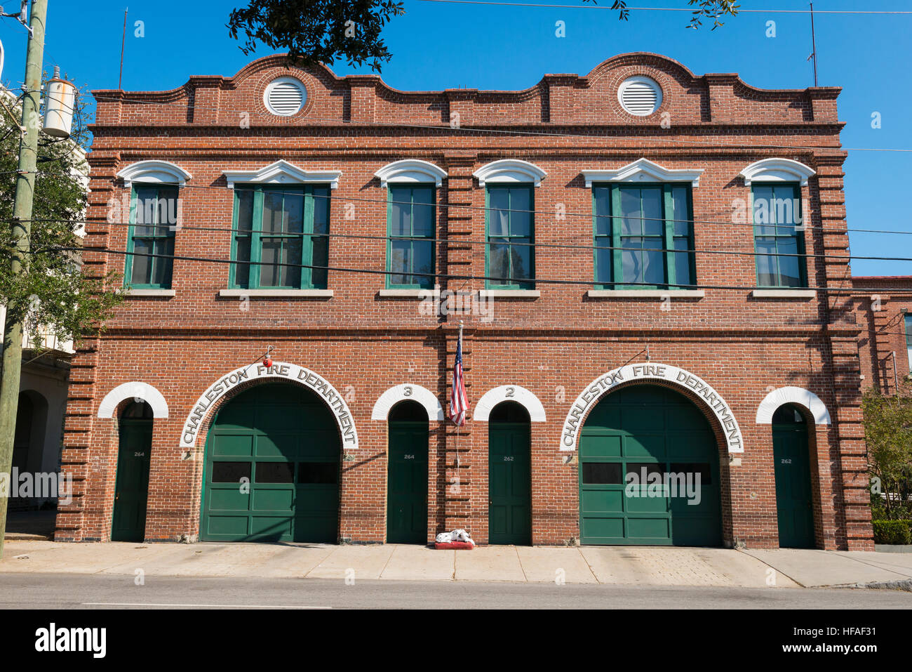 USA South Carolina red brick Charleston Fire Department station Stock ...