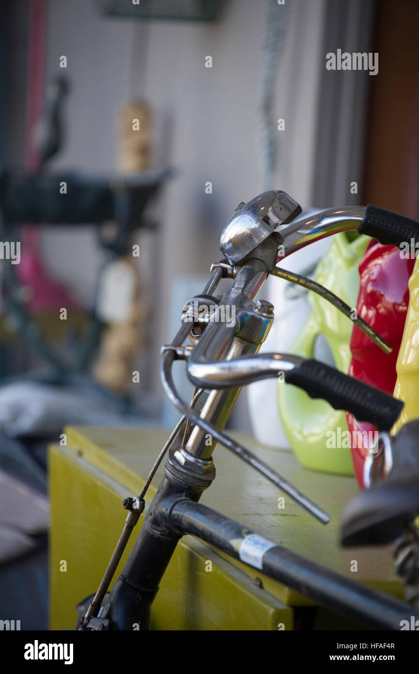 vintage bicycle handlebars with a bell Stock Photo - Alamy