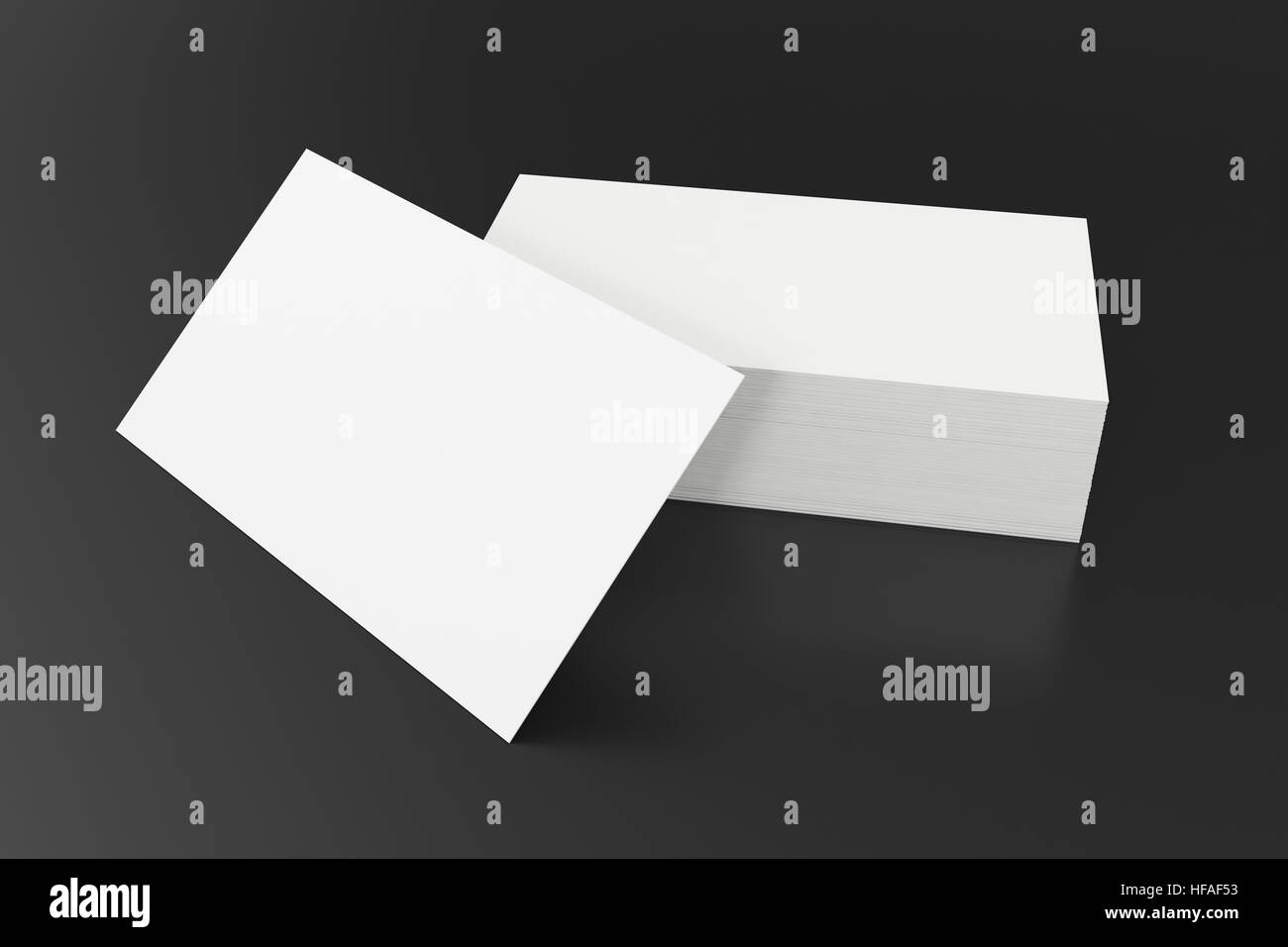 Stack of blank business card on black background. 3d rendering Stock ...