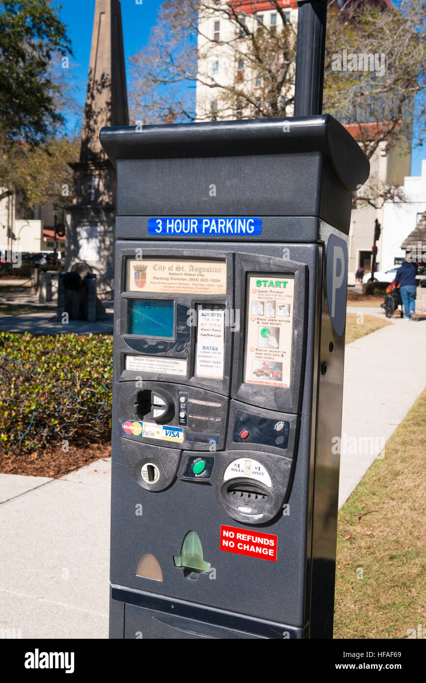 USA Florida St Augustine coin card bank note parking pay meter Stock ...